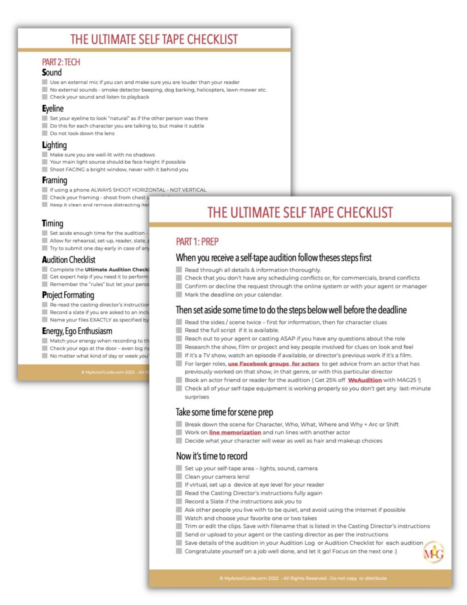 The Ultimate Audition Checklists | My Actor Guide